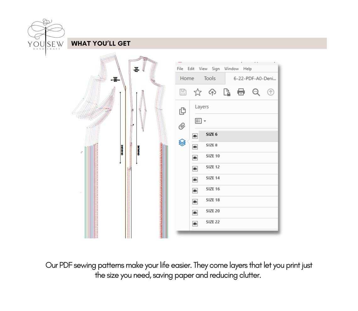 French Darts Maxi Dress PDF Sewing Pattern Sizes XS-4XL Layered Pattern ...