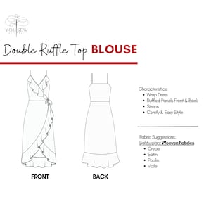Chic Wrap Ruffled Dress PDF Sewing Pattern Sizes XS-4XL Layered Pattern ...