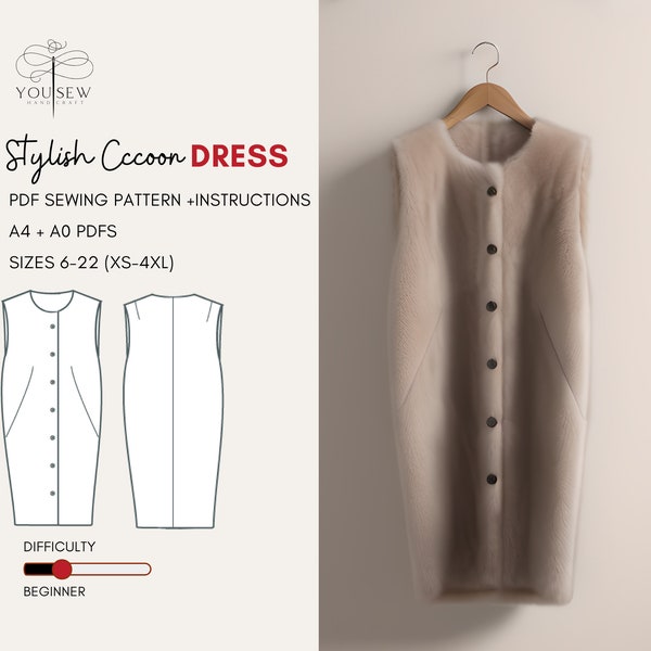 Cocoon Dress Pattern - Etsy