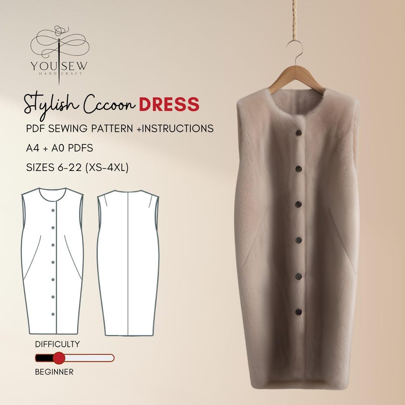 Cocoon Dress Pattern - Etsy