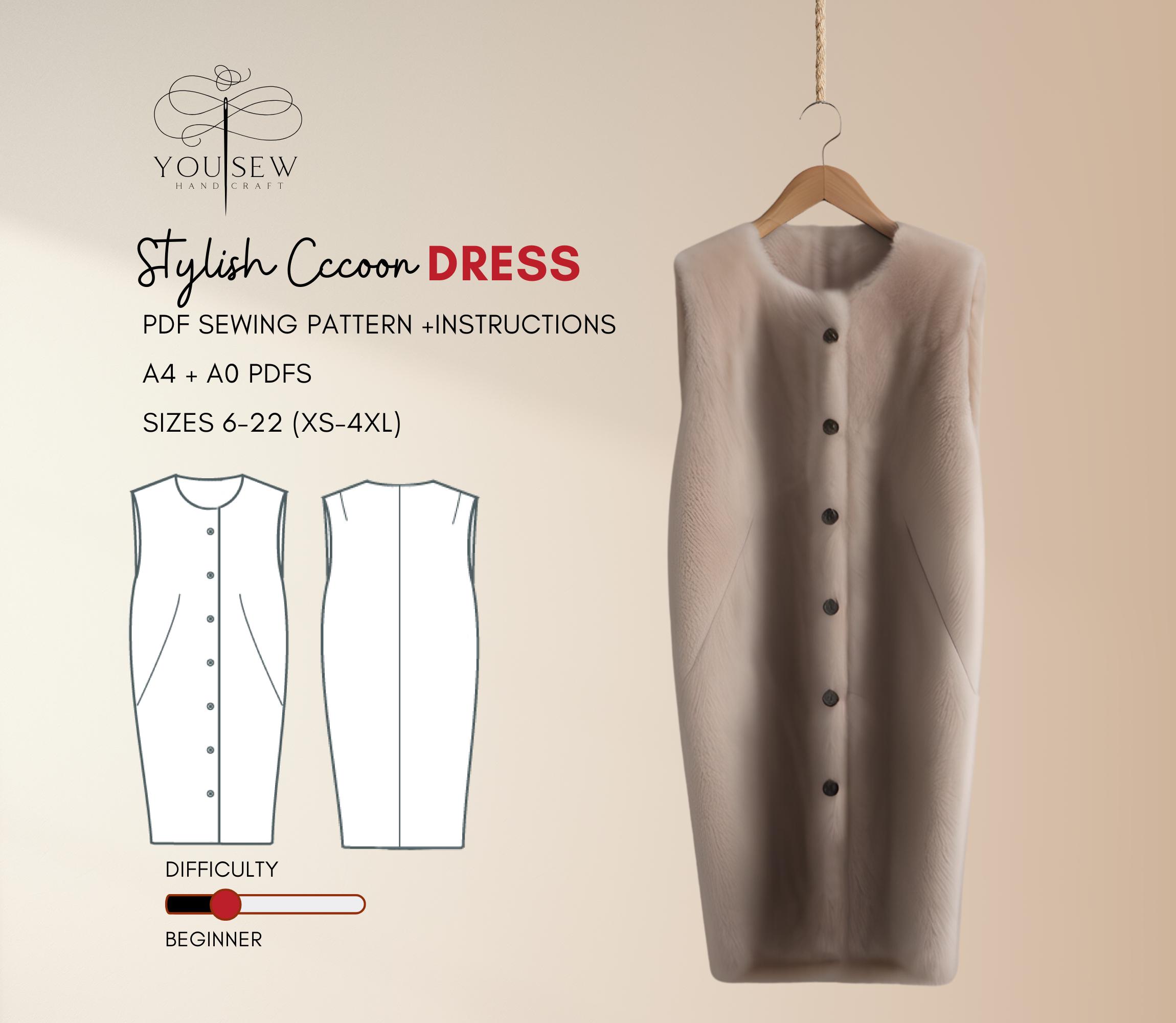 Cocoon Dress PDF Sewing Pattern-sizes 6-22 Layered Pattern | French ...