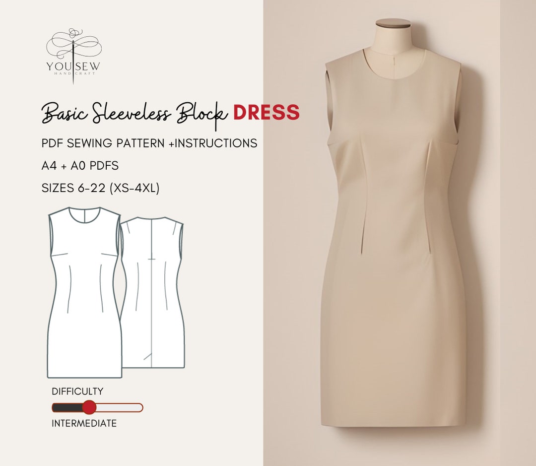 Sloper Dress PDF Sewing Pattern-Sizes 6-22 Layered Pattern - Etsy.de