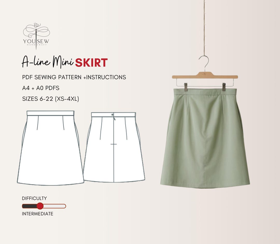 A-line Mini Skirt PDF Sewing Pattern Sizes XS-4XL Layered Pattern ...