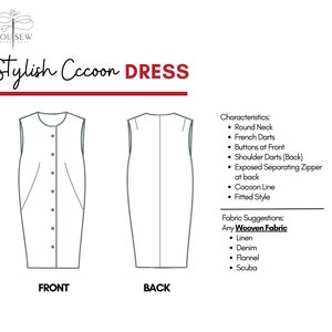 Cocoon Dress PDF Sewing Pattern Sizes XS-4XL Layered Pattern Instant ...