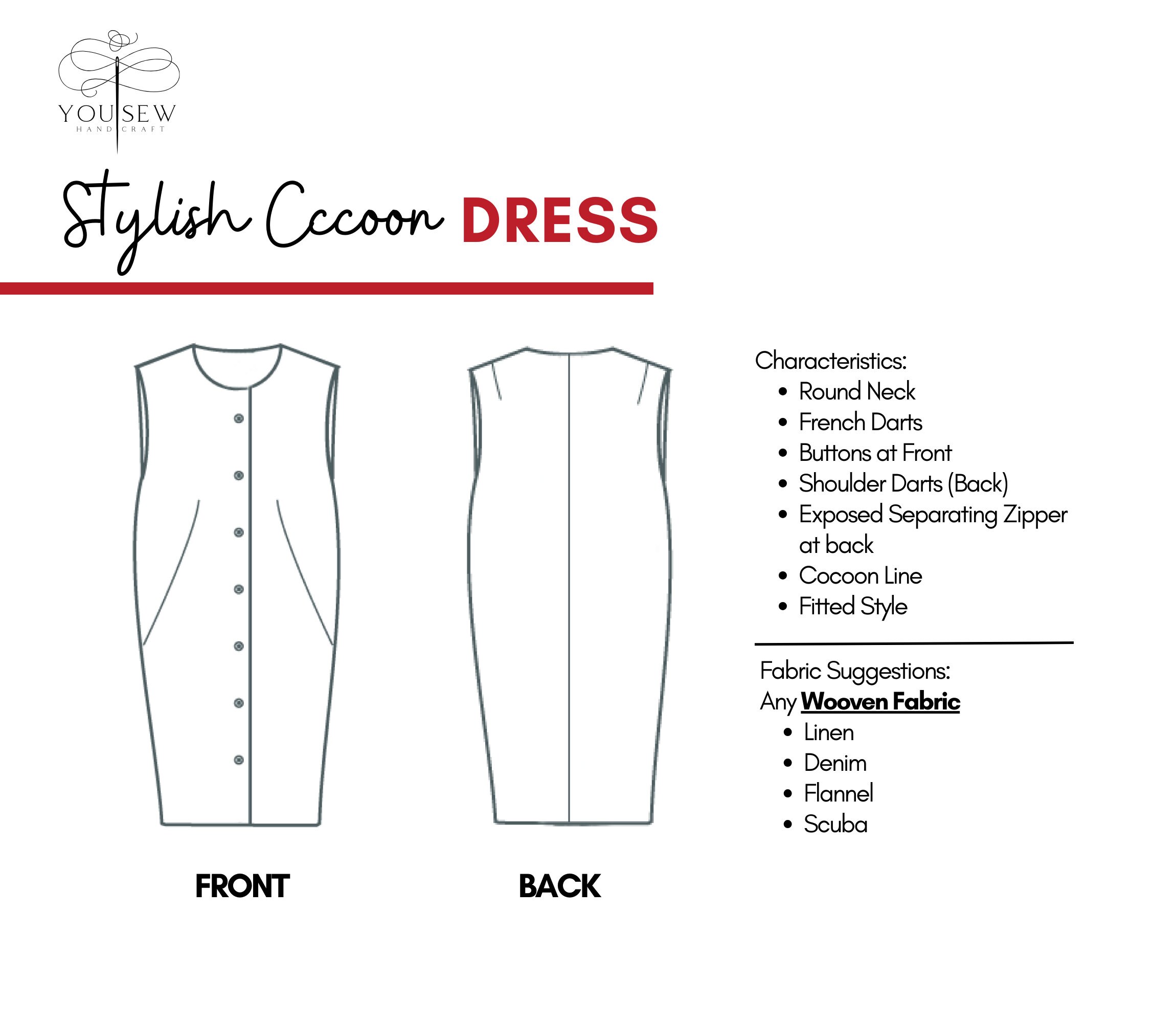 Cocoon Dress PDF Sewing Pattern-sizes 6-22 Layered Pattern | French ...