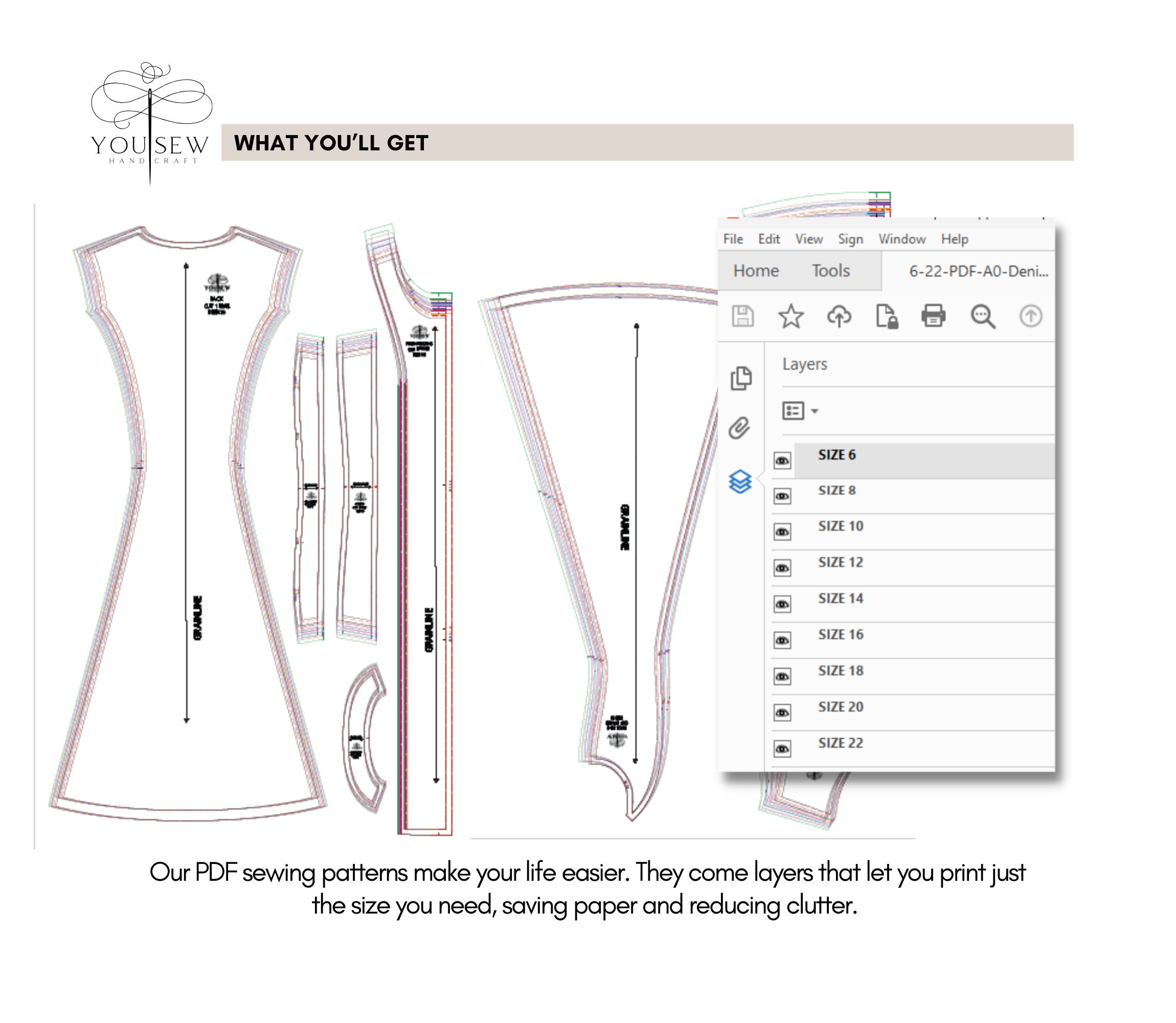 Vintage Button Down Dress PDF Sewing Pattern Sizes XS-4XL Layered ...