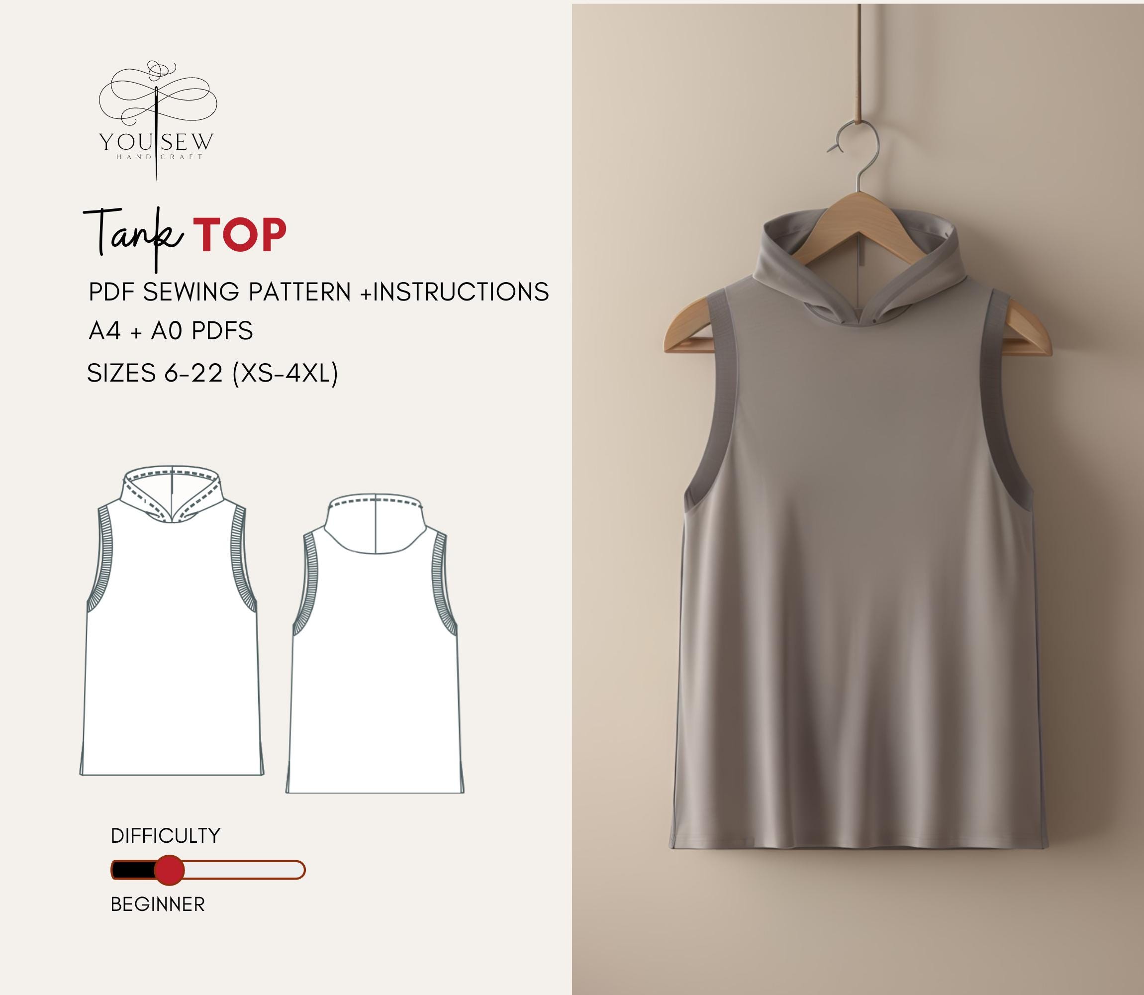 Hooded Tank Top PDF Sewing Pattern Women's Tank Top Sizes 6-22 Layered ...