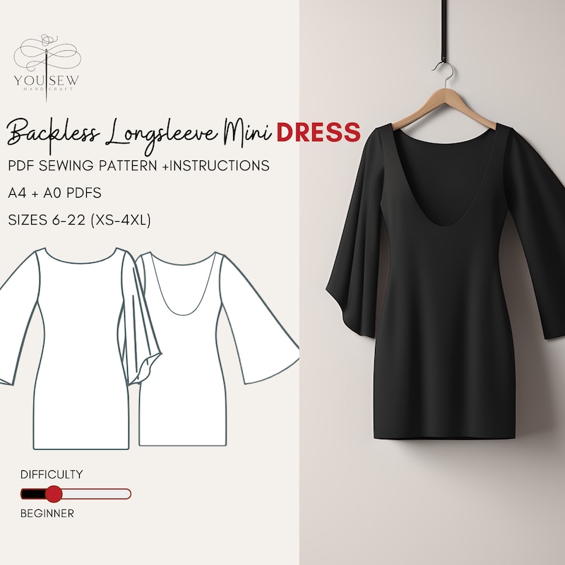 Backless Dress Pattern - Etsy