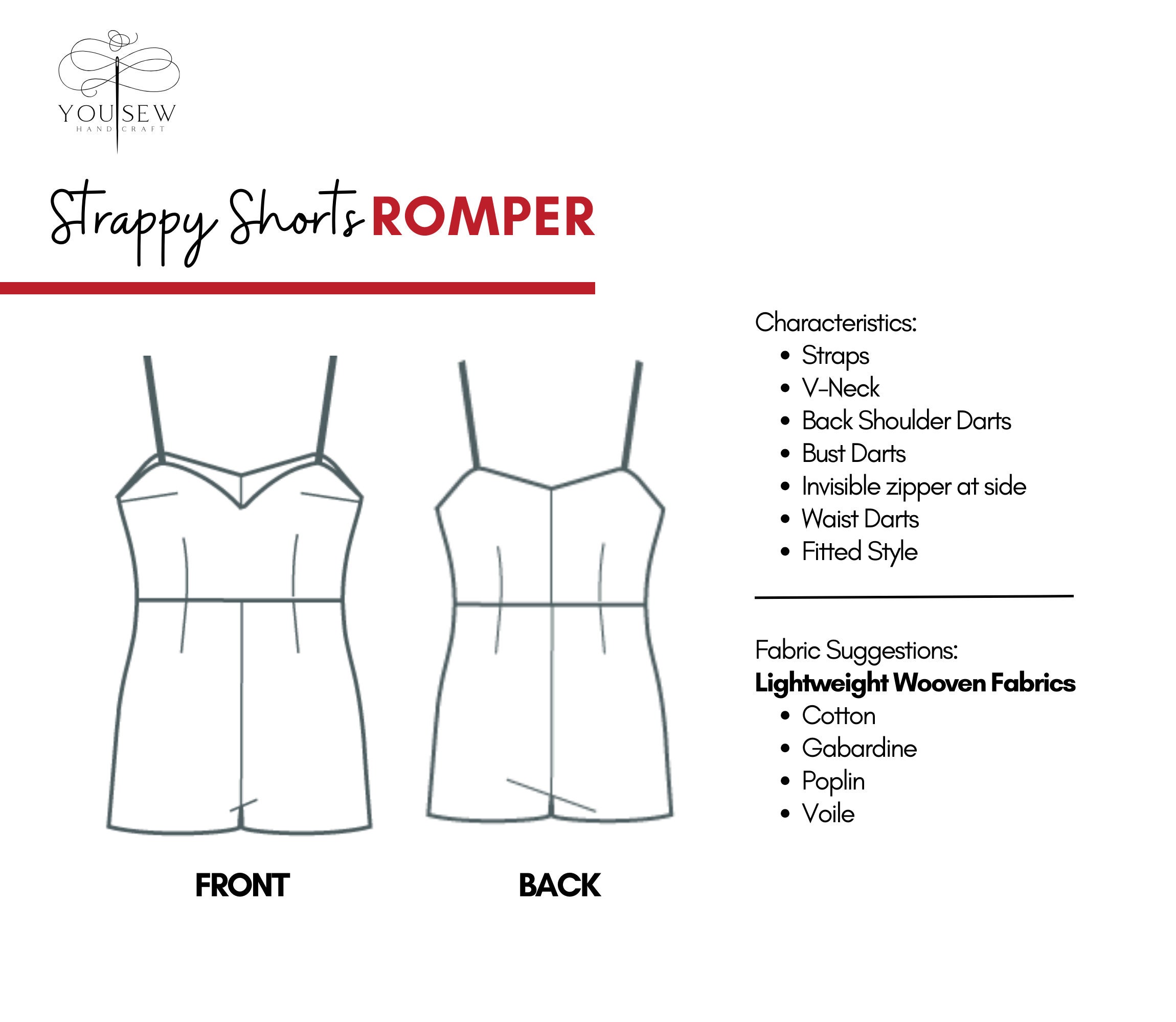 Strappy Shorts Romper PDF Sewing Pattern Sizes XS-4XL Layered Pattern ...