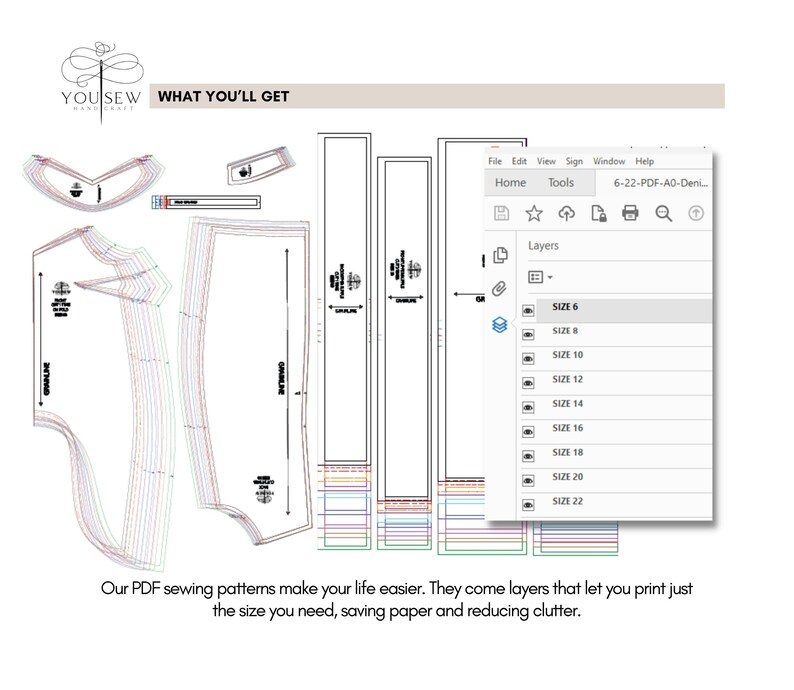 Ruffle Long Blouse PDF Sewing Pattern Sizes XS-4XL Layered Pattern ...