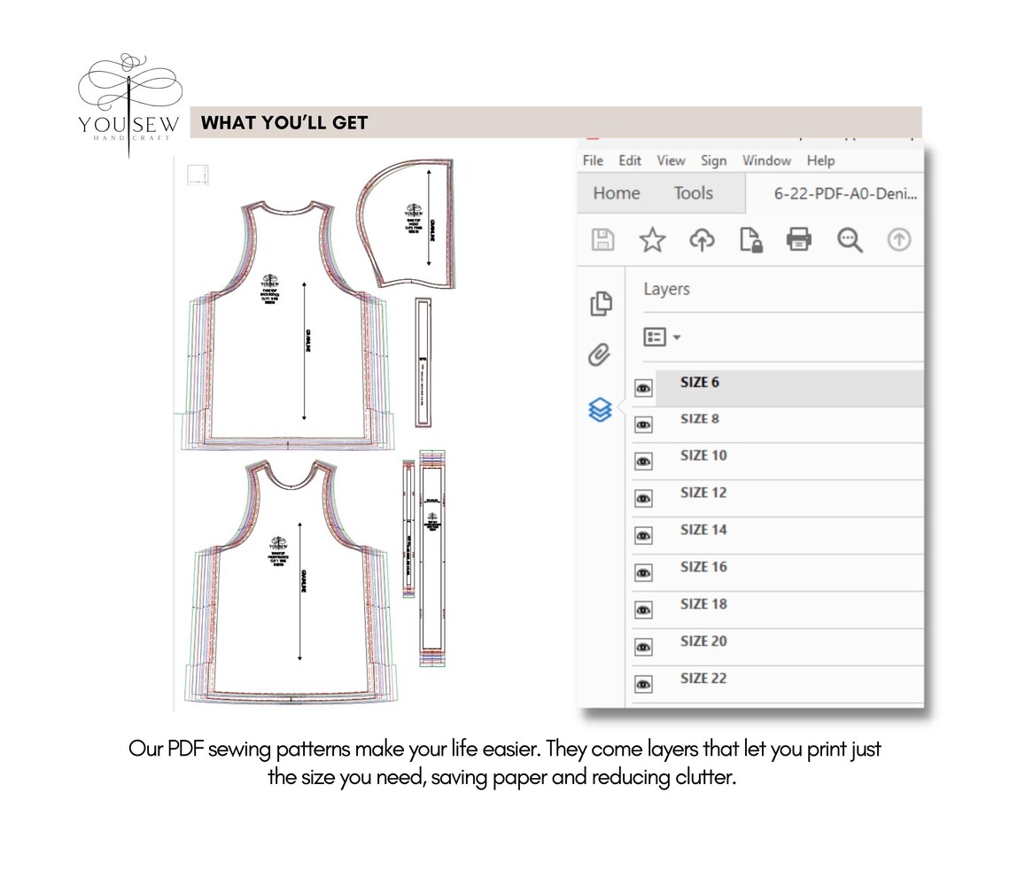 Hooded Tank Top PDF Sewing Pattern Women's Tank Top Sizes 6-22 Layered ...
