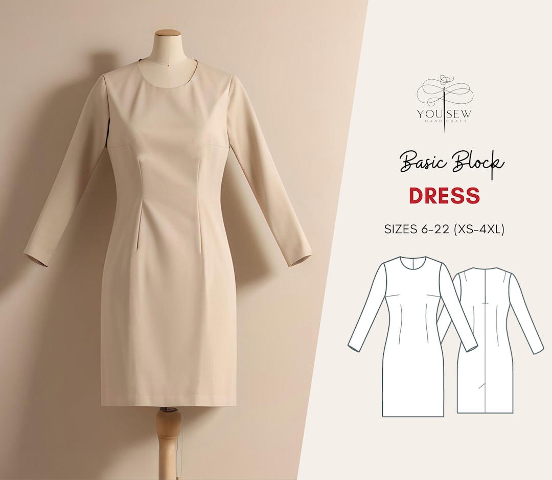 Sloper Dress With Sleeves PDF Sewing Pattern Sizes XS-4XL Layered ...