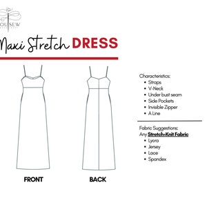 Maxi Stretch Dress PDF Sewing Pattern-sizes 6-22 Layered Pattern | Maxi ...