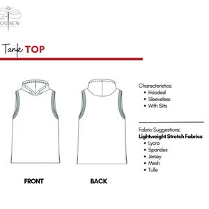 Hooded Tank Top PDF Sewing Pattern | Women's Tank Top | Sizes 6-22 ...
