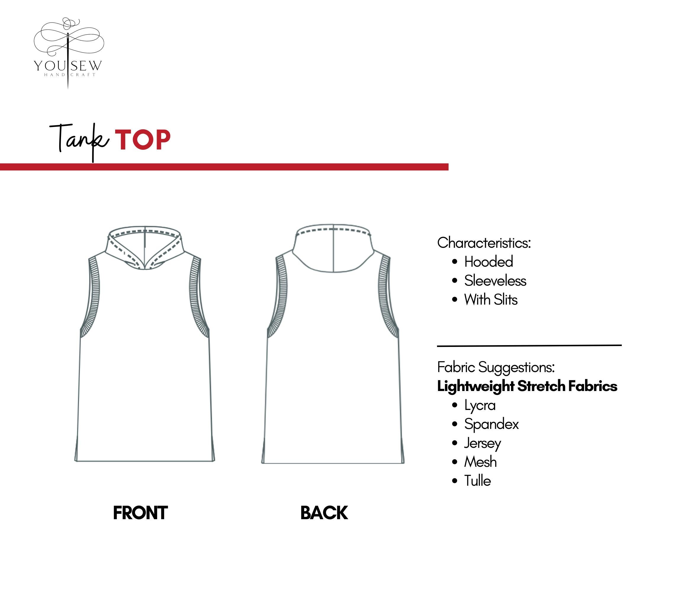 Hooded Tank Top PDF Sewing Pattern Women's Tank Top Sizes 6-22 Layered ...