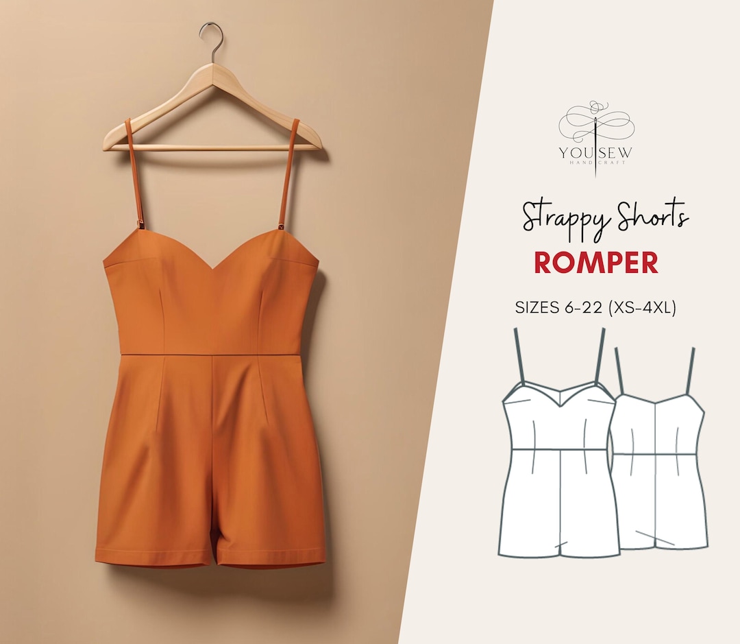 Strappy Shorts Romper PDF Sewing Pattern Sizes XS-4XL Layered Pattern ...