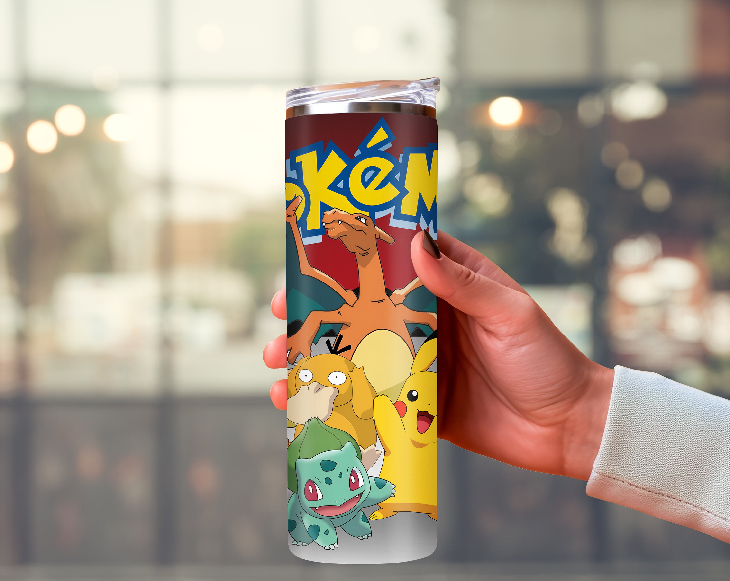 Pokemon Tumbler Wrap Png 20 Oz Skinny Tumbler Sublimation 90s Cartoon ...