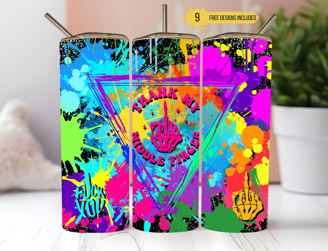 Thank My Middle Finger Tumbler Wrap, 20 Oz Skinny Tumbler Sublimation ...