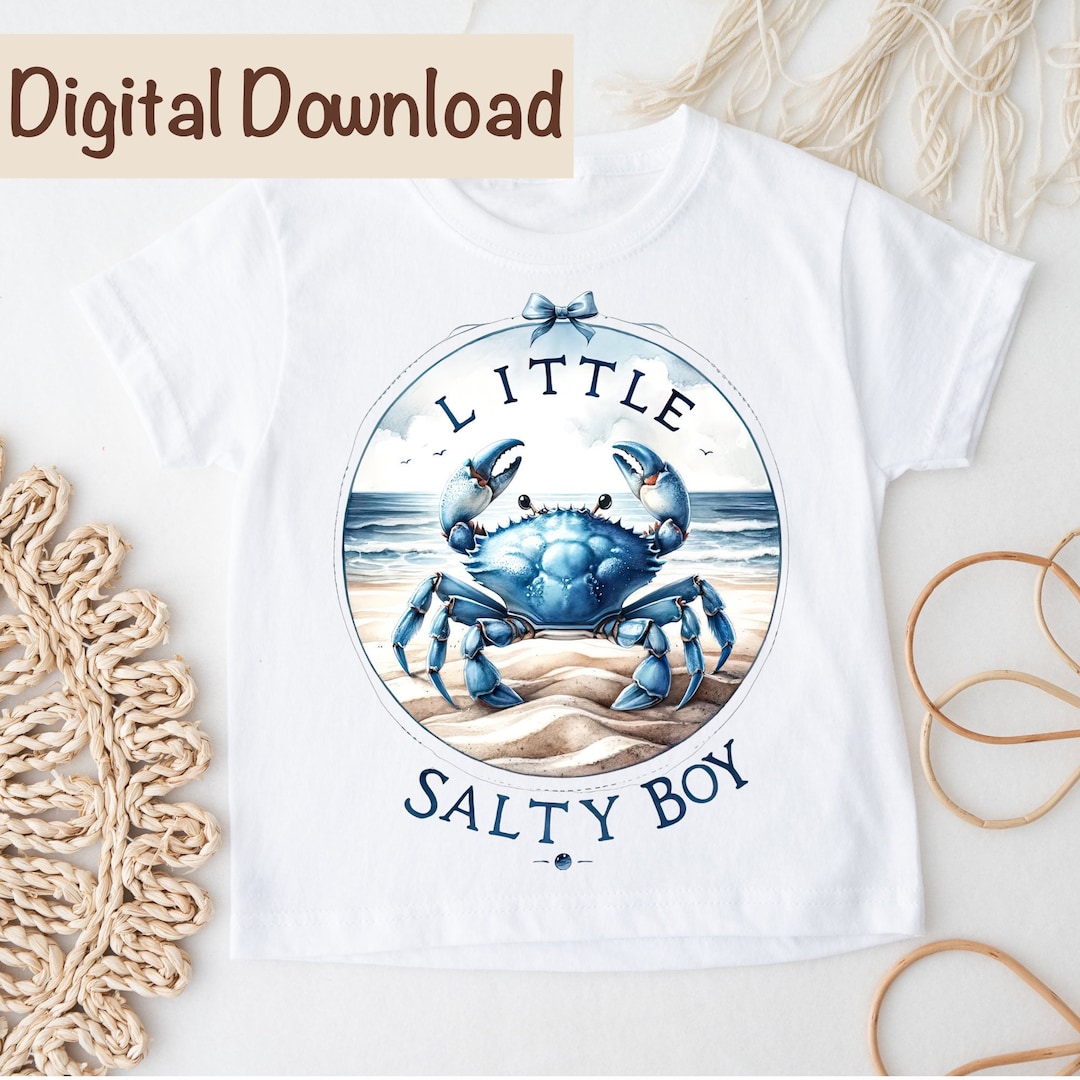 Crabbing PNG, Little Salty Boy Sublimation PNG, Crab Fishing ...