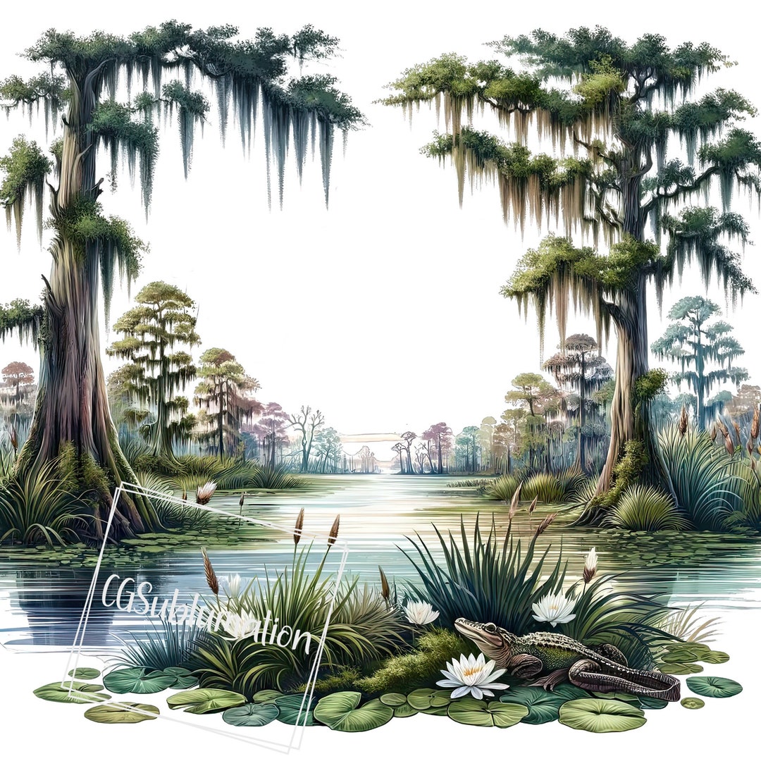 Bayou Landscape PNG, Bayou Swamp Sublimation Design, Swamp Bayou ...