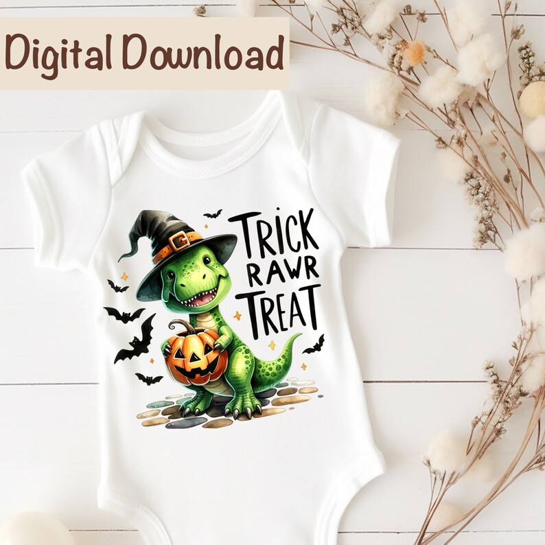 Dinosaur Halloween PNG, Funny Trick Rawr Treat T-rex Sublimation ...