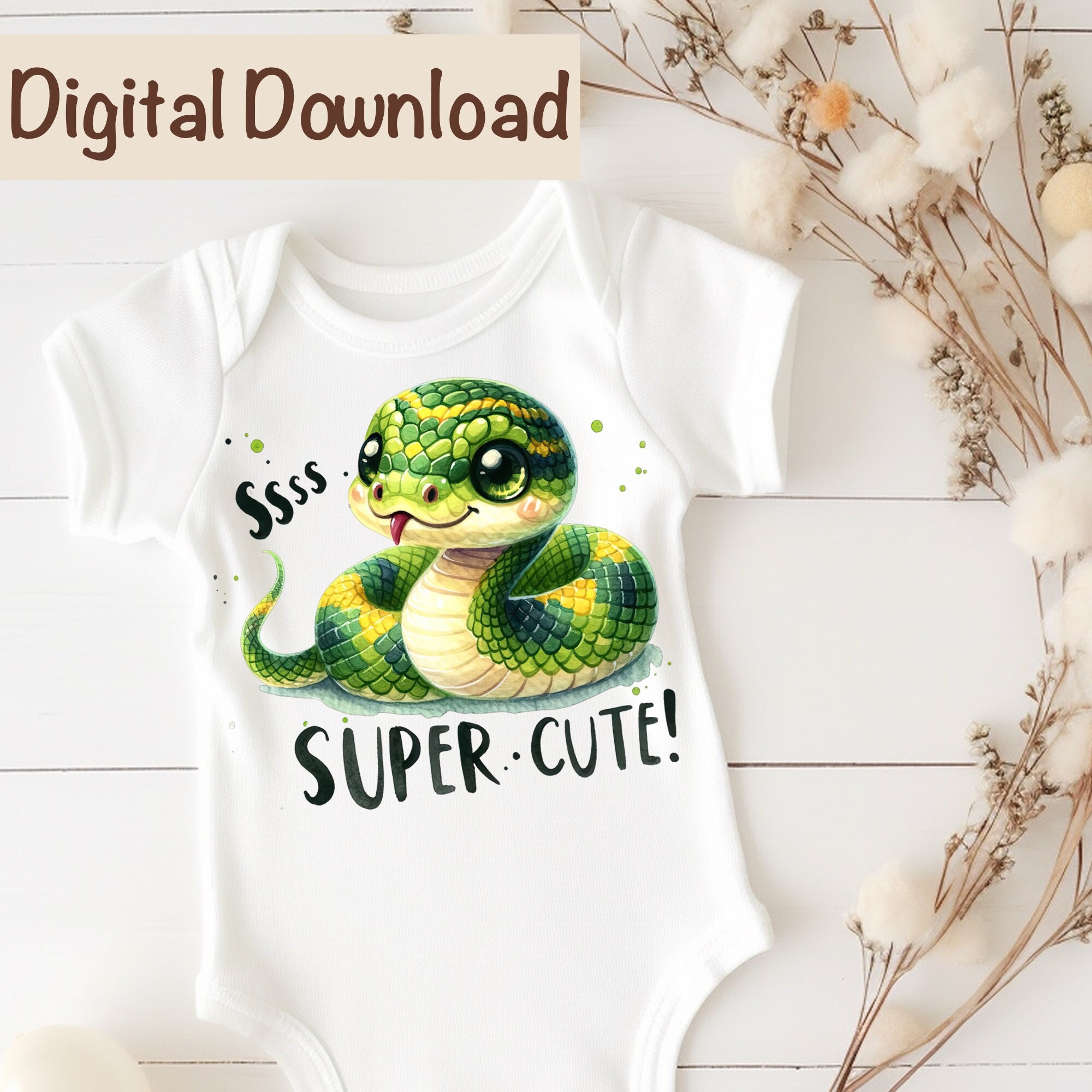 Cute Snake PNG, Super Cute Baby Snake Sublimation Digital Download ...