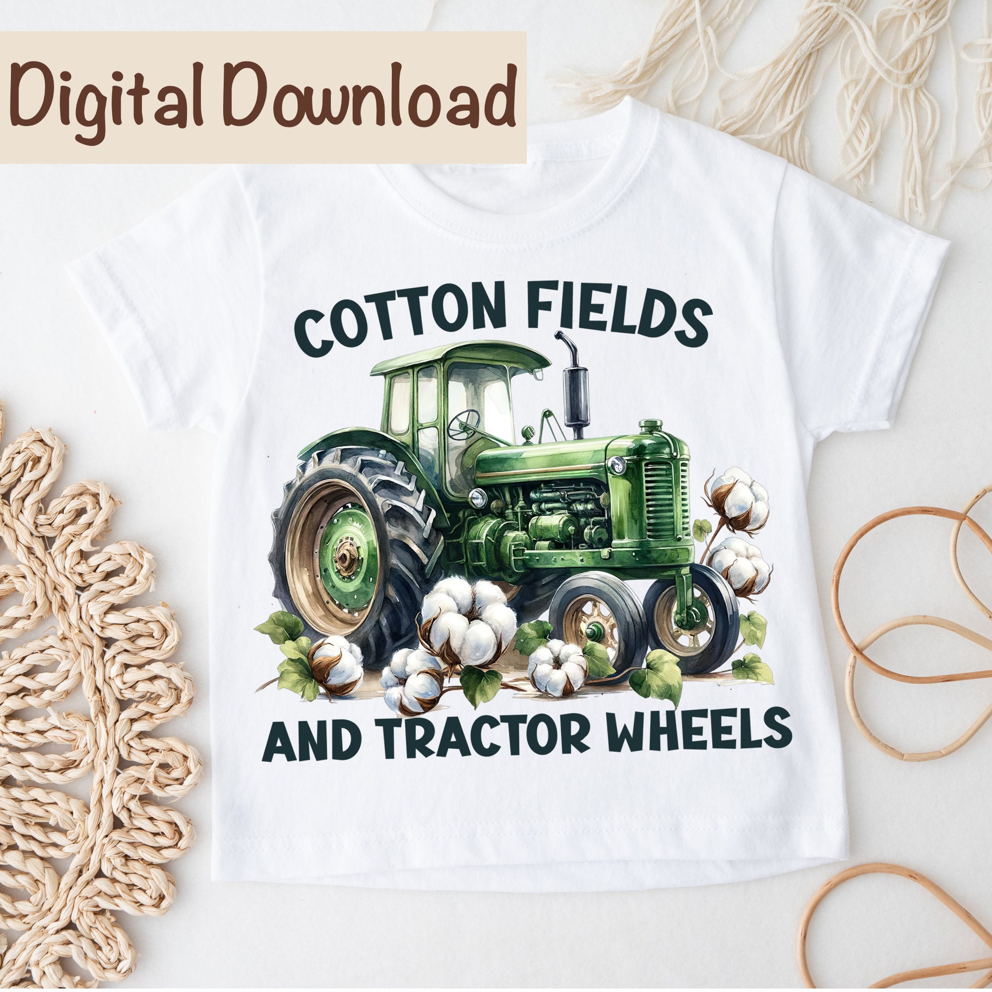 Southern Tractor PNG, Cotton Field PNG, Farm Tractor Sublimation ...
