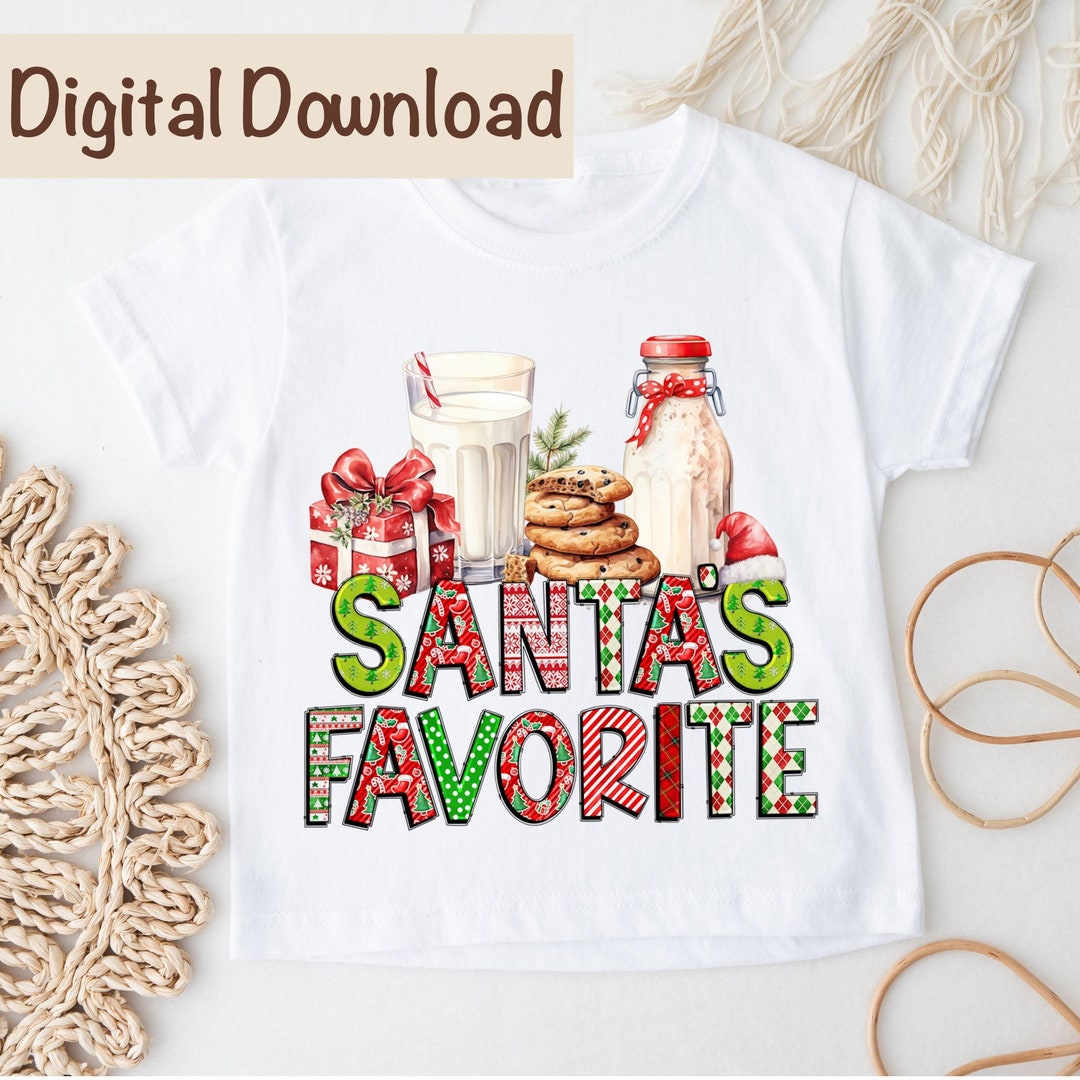 Santa's Favorite PNG, Cute Christmas Milk & Cookies Sublimation ...
