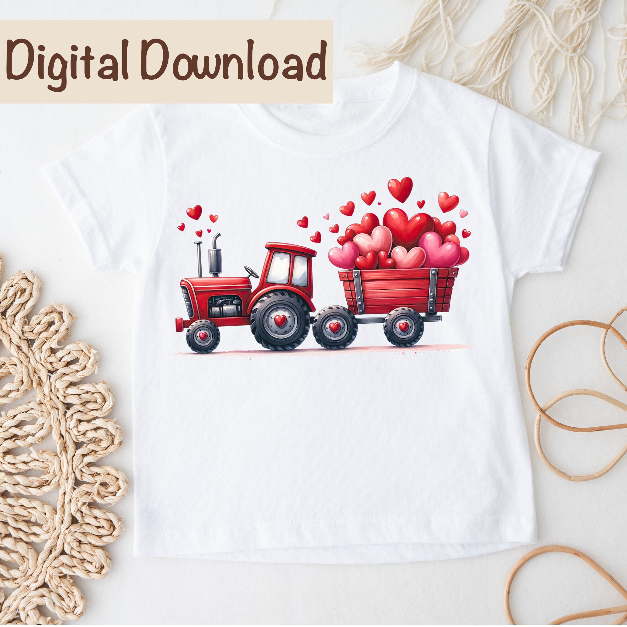 Valentines Day Tractor PNG, Farm Tractor Sublimation, Digital Download ...