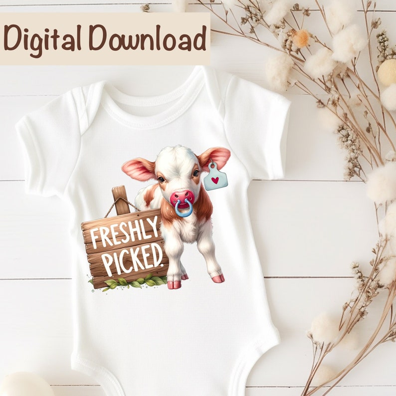 Cute Farm Baby PNG New Baby Dairy Cow Sublimation Digital - Etsy
