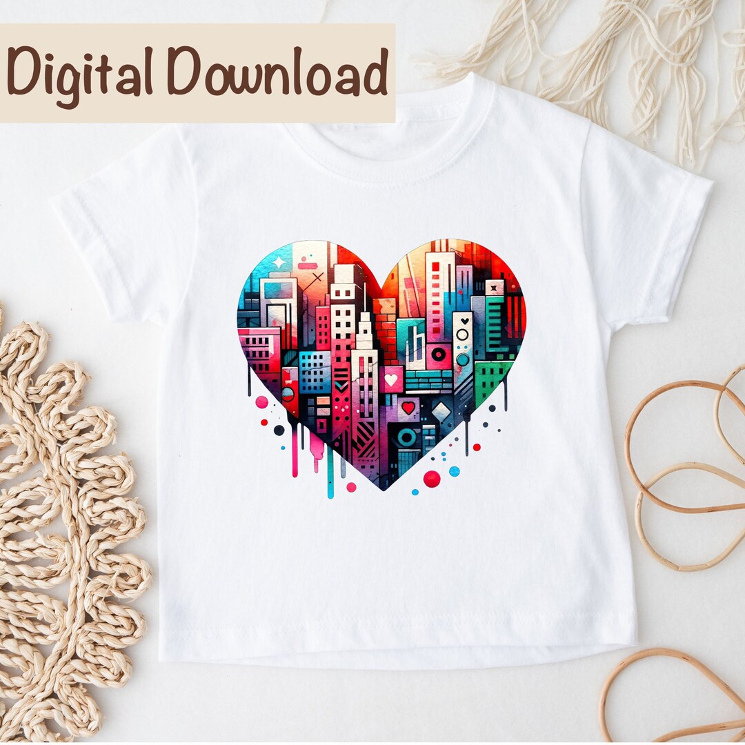 Kids Streetwear Heart PNG, City Heart Sublimation, Digital Download ...