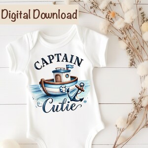 Cute Nautical Baby PNG, Captain Cutie Sublimation, Digital Download ...