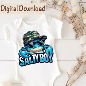 Salty Boy Crab Sublimation PNG | Crabbing PNG Design | Saltwater ...