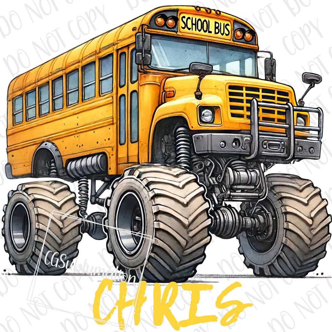 School Bus Monster Truck Png Sublimation | Back to School Png | Digital ...
