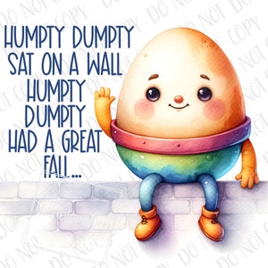 Humpty Dumpty PNG, Nursery Rhyme Sublimation, Digital Download, Nursery ...