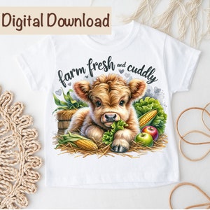 Cute Farm Baby PNG, Hay, Farm Fresh & Cuddly Highland Cow Sublimation ...