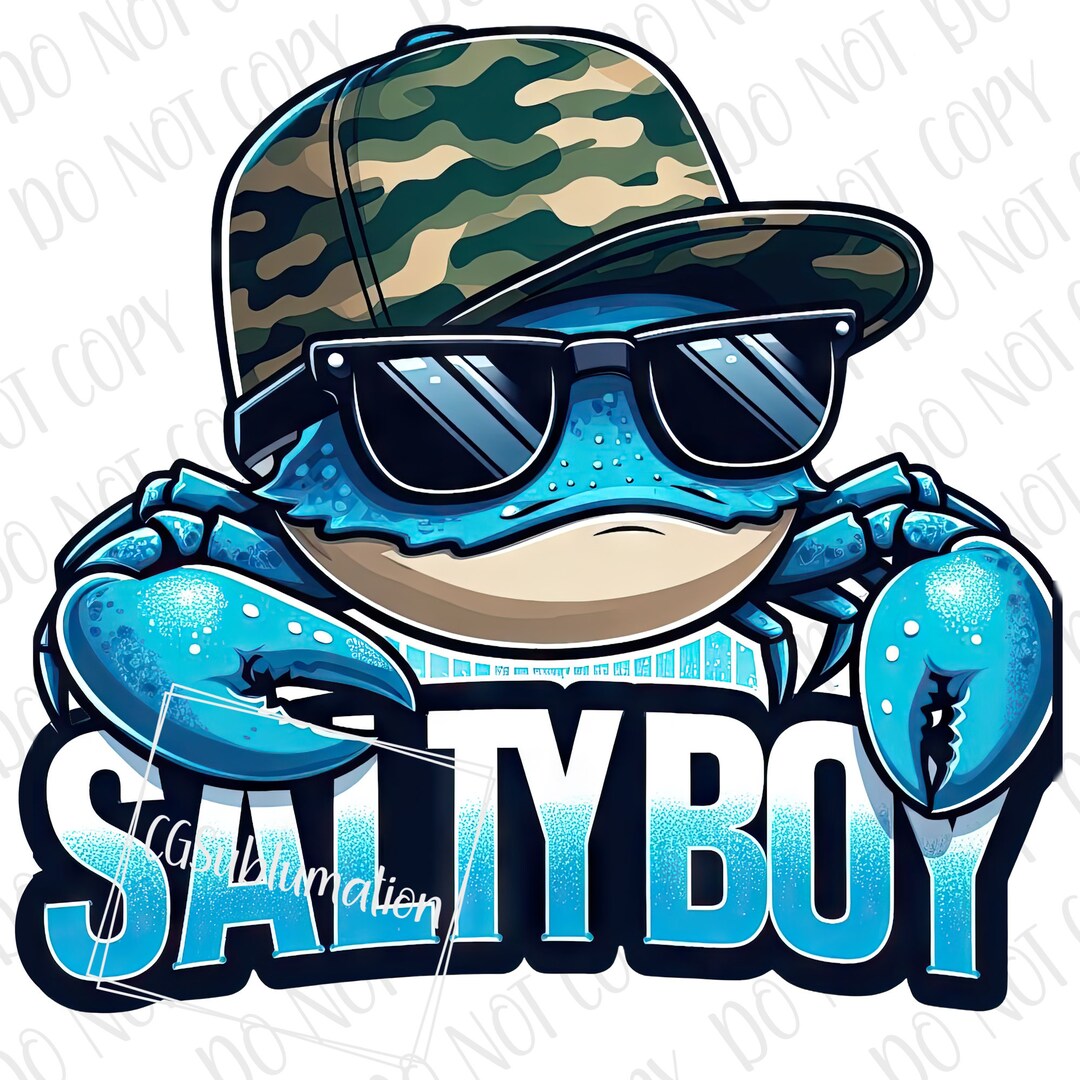 Salty Boy Crab Sublimation PNG | Crabbing PNG Design | Saltwater ...