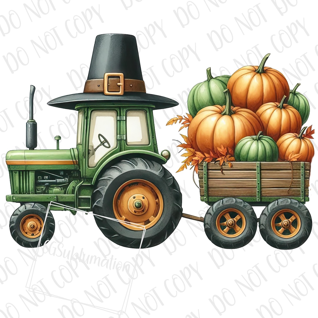 Thanksgiving Tractor PNG, Fall Farm Tractor Sublimation, Digital ...