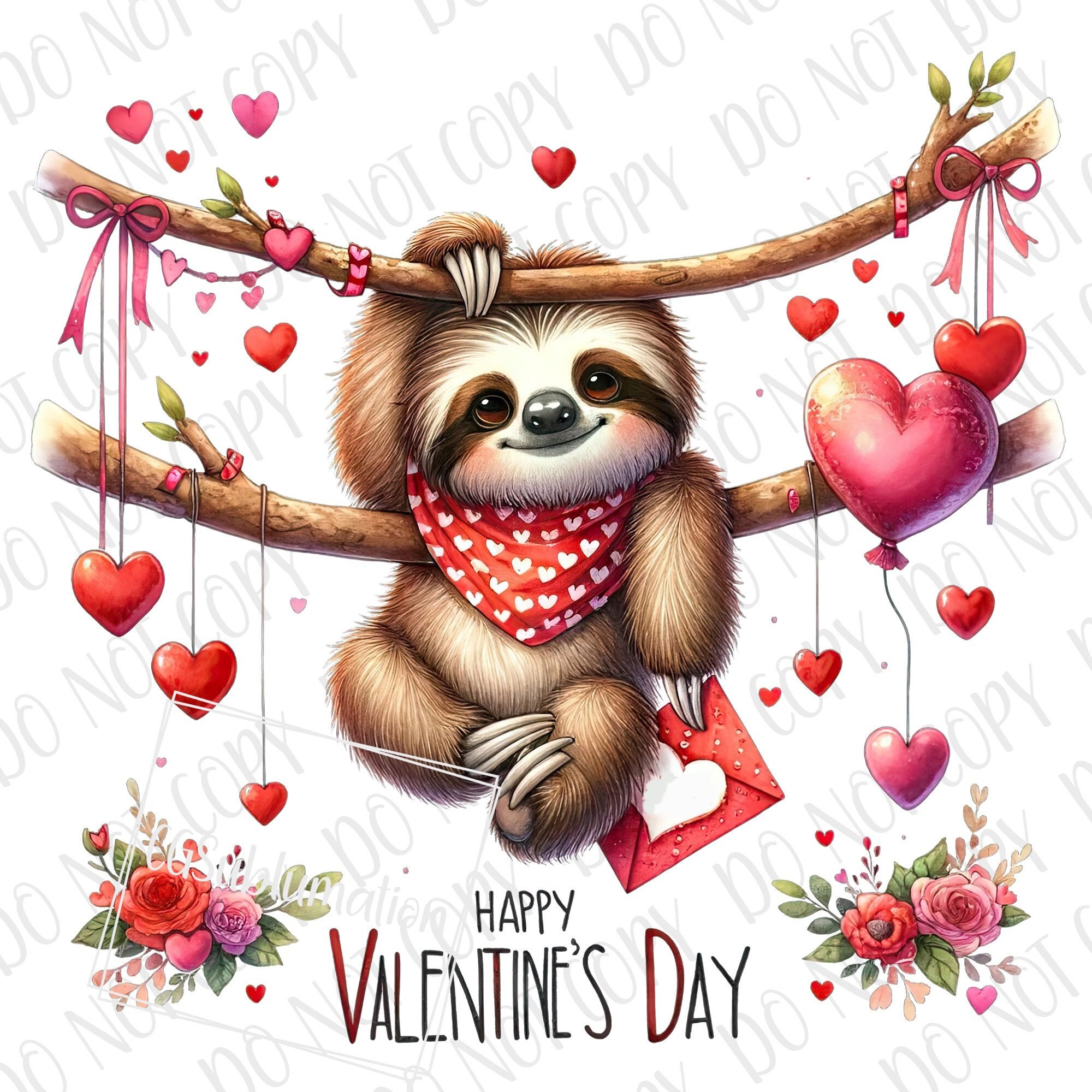 Happy Valentine's Day PNG Valentine Sloth Sublimation Digital Download ...