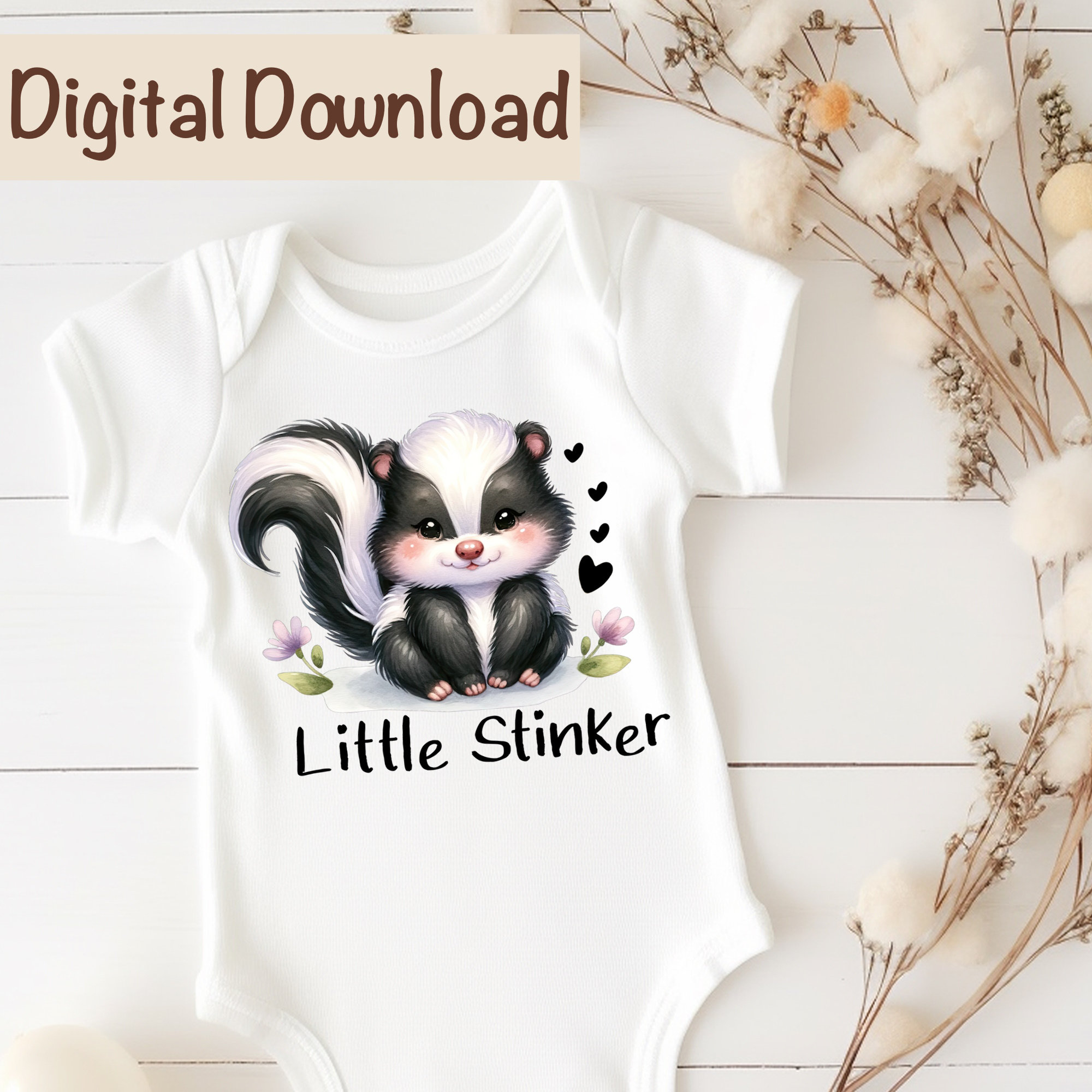 Cute Skunk Baby PNG, Little Stinker Skunk Sublimation Digital Download ...