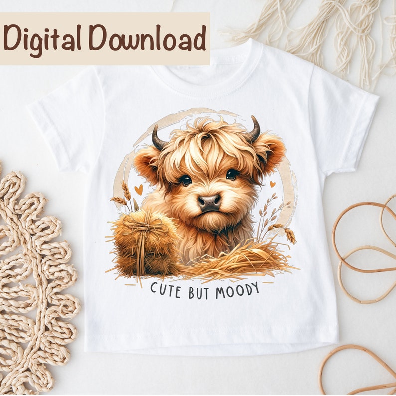 Highland Cow PNG, Moody Cow Png, Farm Cow PNG, Cute but Mooody ...