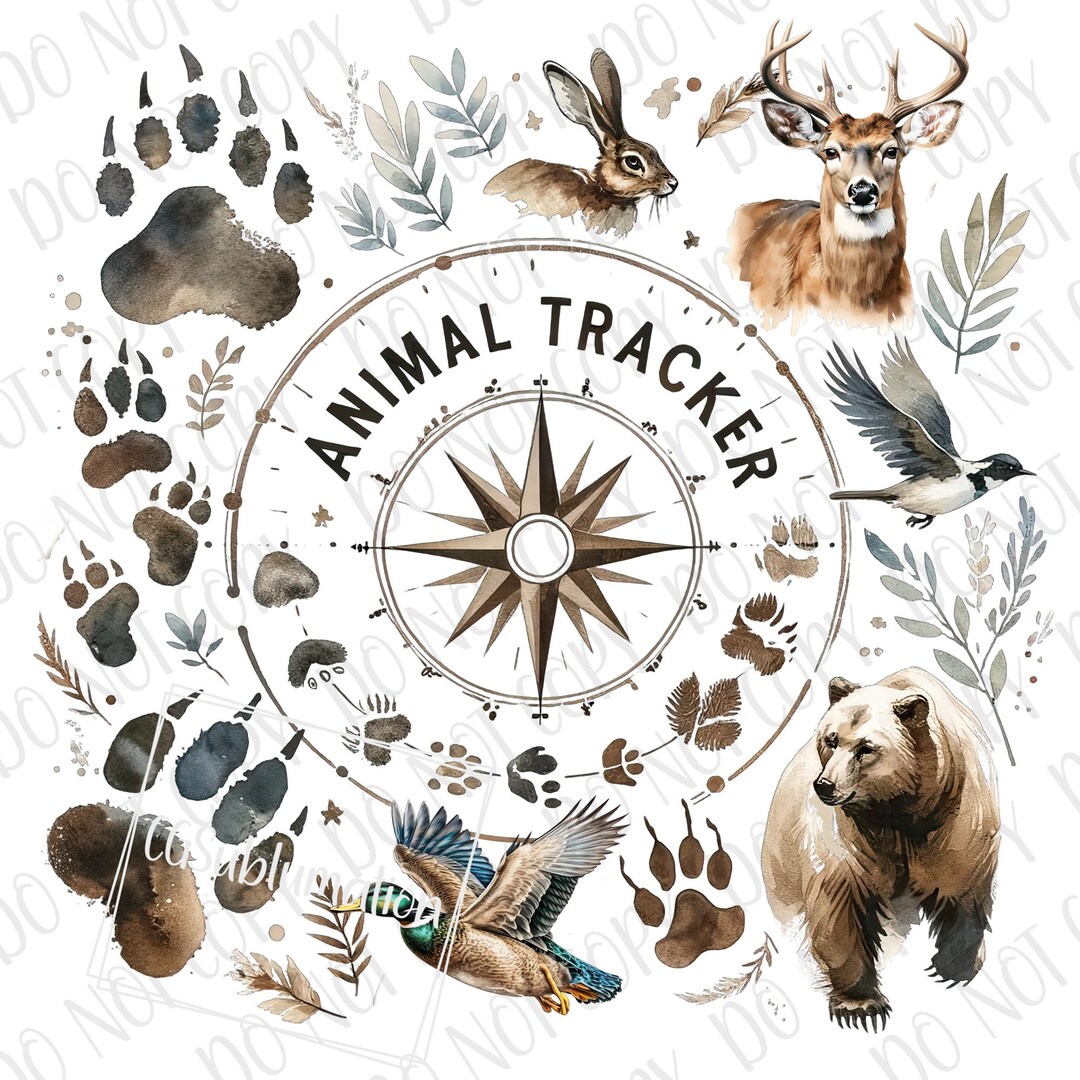 Animal Tracker PNG, Hunting Sublimation Digital Download Rabbit Bear ...