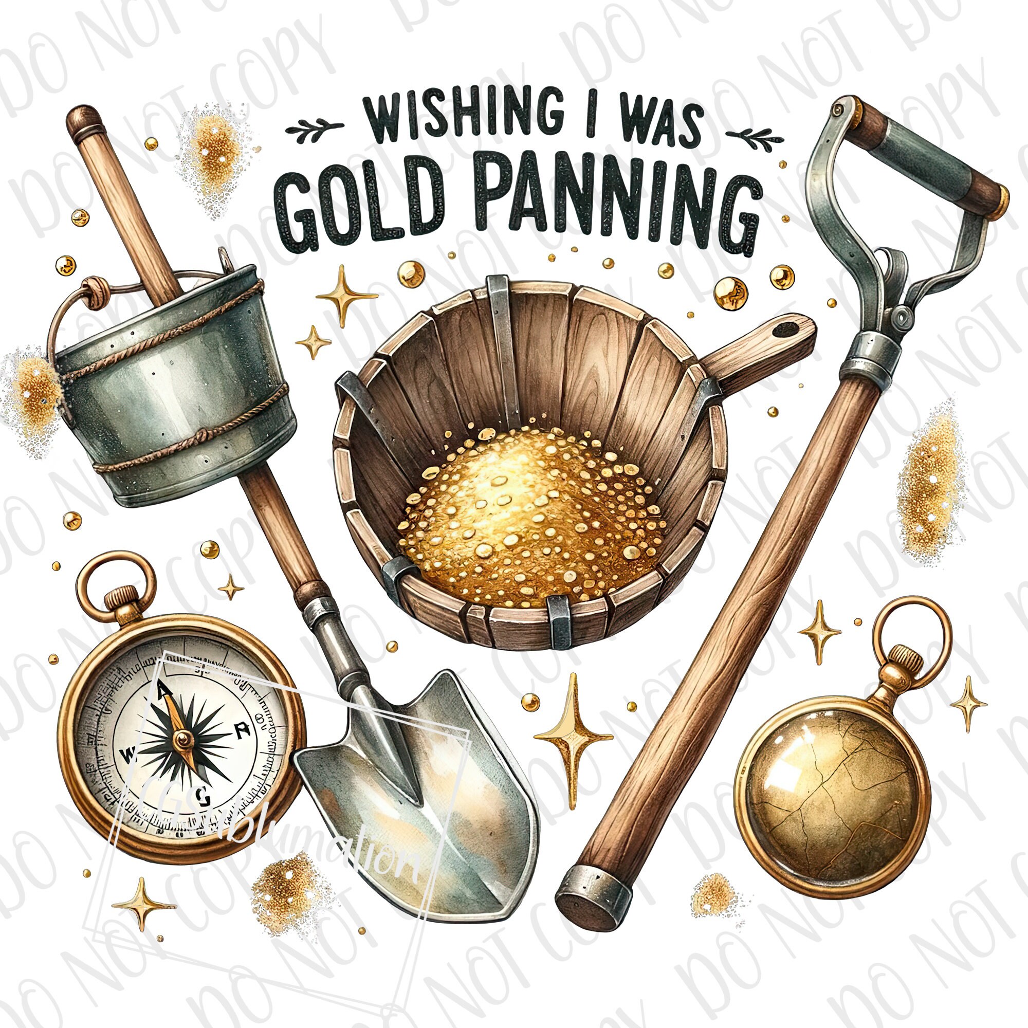 Gold Panning PNG, Wishing I Was Gold Panning Sublimation, Gold Mining ...