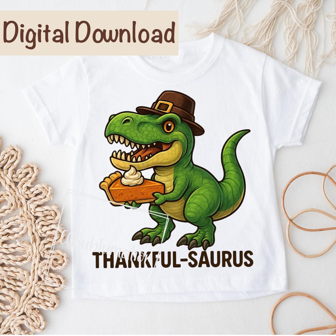 Dinosaur Thanksgiving PNG, Funny Thankful-saurus T-rex Sublimation ...