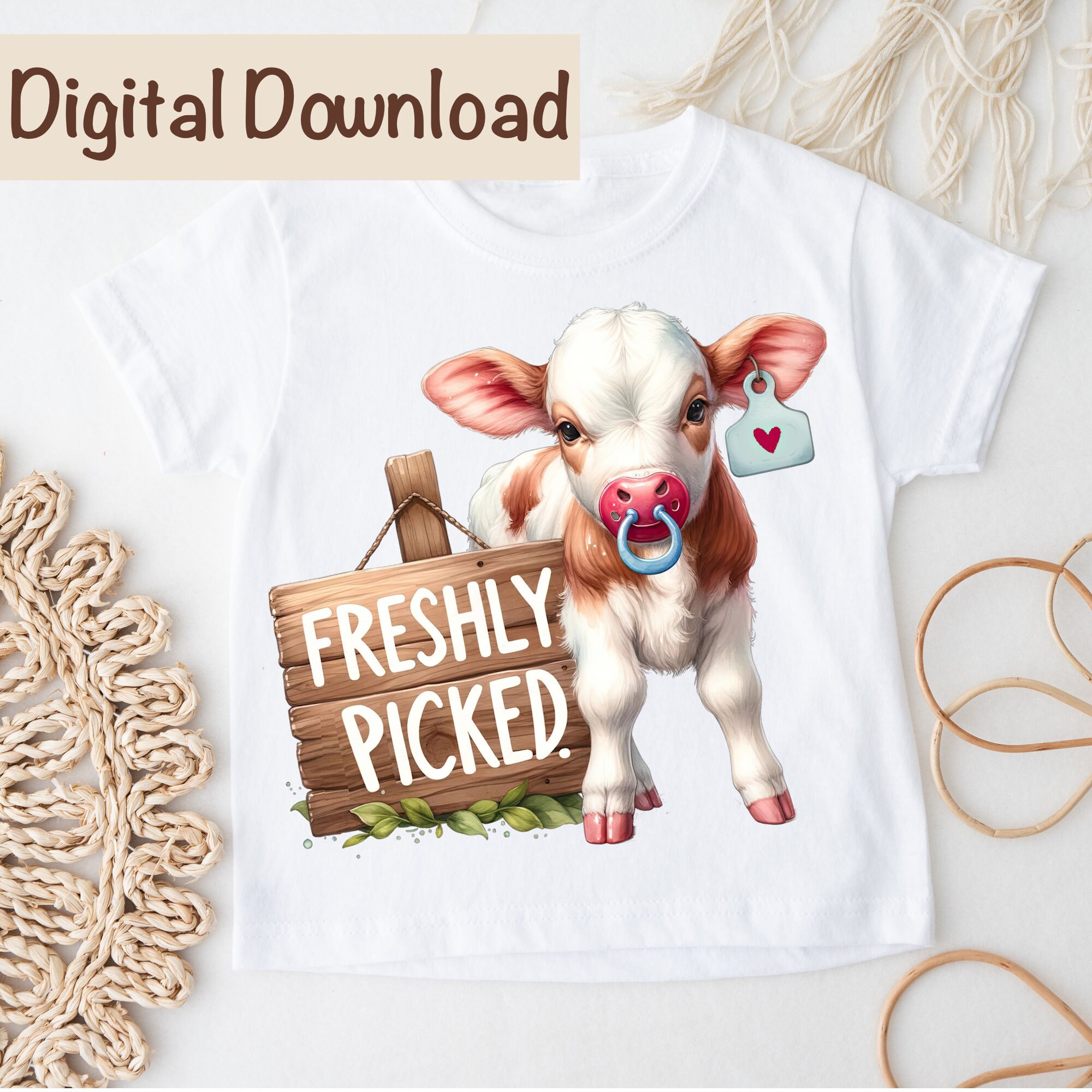 Cute Farm Baby PNG, New Baby Dairy Cow Sublimation Digital Download ...