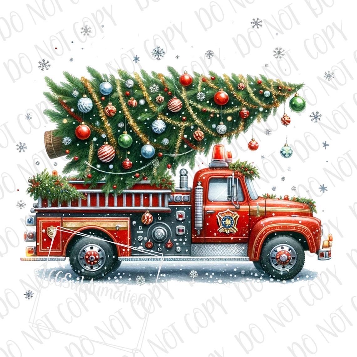 Sound the Alarm It's Christmas PNG, Fire Truck Sublimation, Digital ...