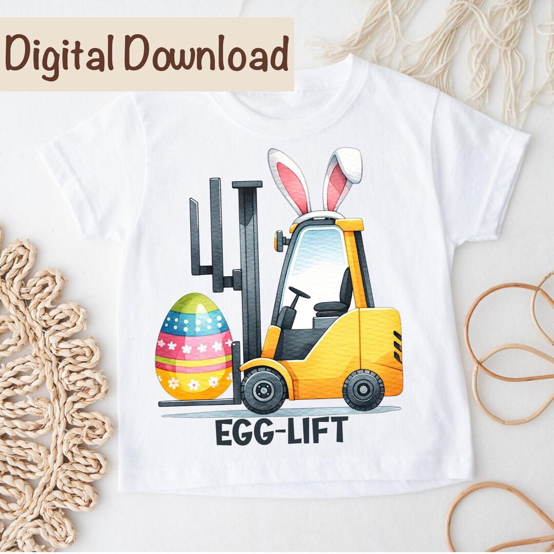 Easter Construction Trucks PNG, Forklift Easter Egg-lift Sublimation ...