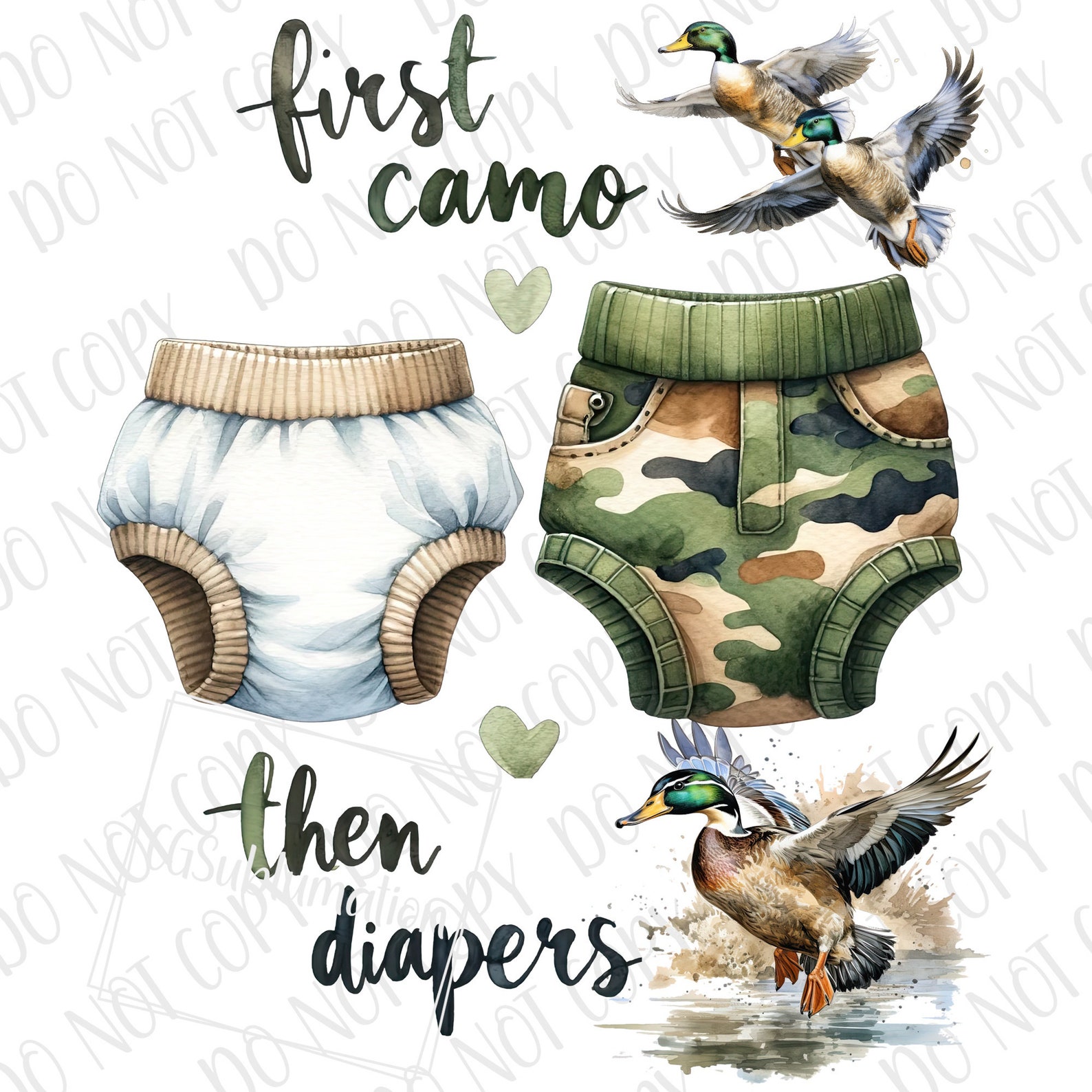 Duck Hunting PNG, First Camo Then Diapers Sublimation Digital Download ...