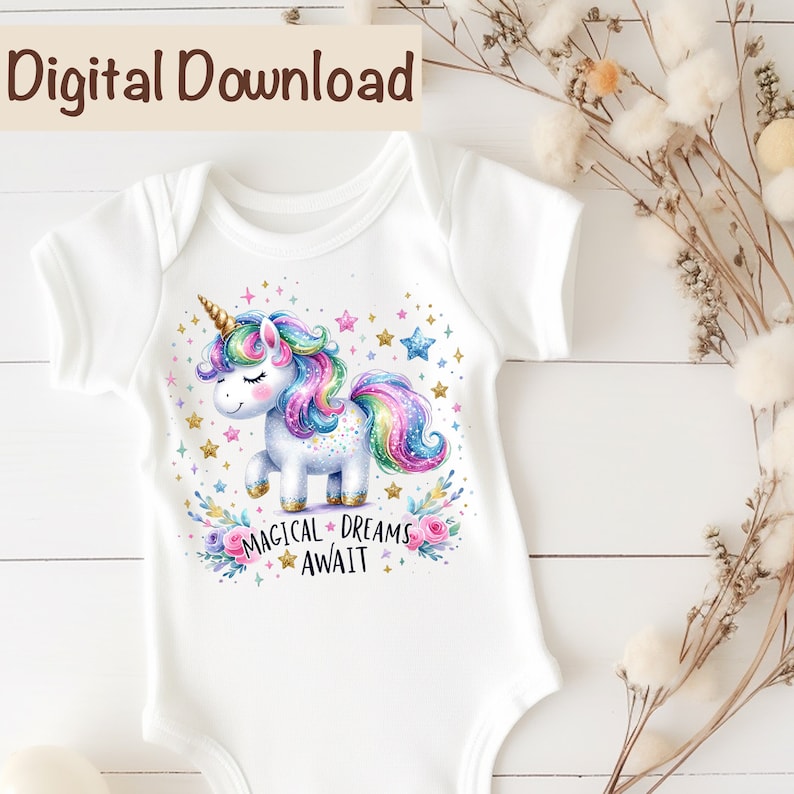 Magical Dream Await Unicorn PNG Digital Download Sparkly Unicorn Png ...