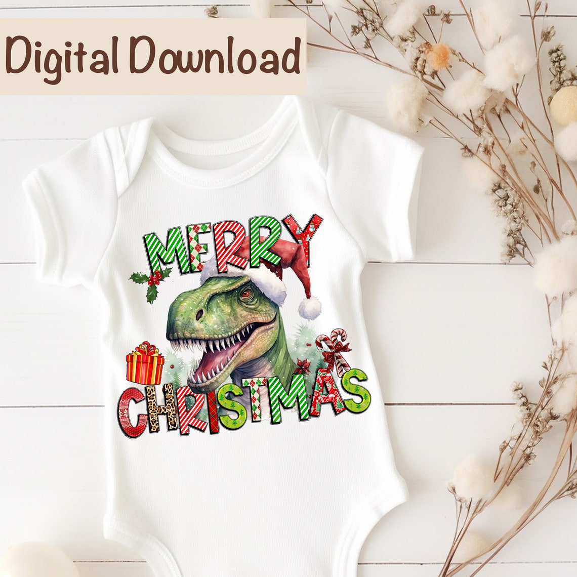 Dinosaur Merry Christmas PNG, Funny Santa T-rex Sublimation, Digital ...